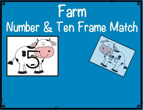 Farm 0-25 Number, Ten Frame & Number Word Match | TPT