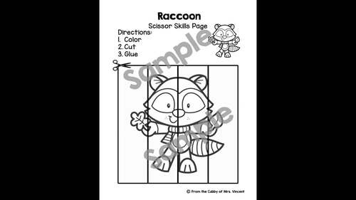 Raccoon Scissor Skill Cutting Practice - 2 Variations by From the Cubby
