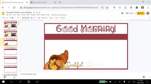 November Google Slides for Distance Learning | TPT