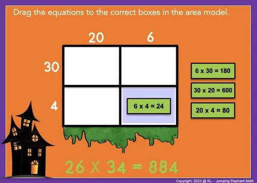 Halloween 2 Digit by 2 Digit Area Model Multiplication Boom Cards