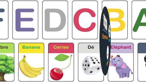 FRENCH Alphabet Flash Cards with images For kindergarten and ...
