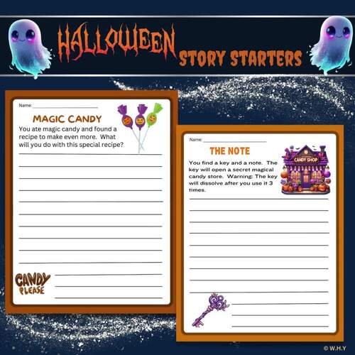 Halloween Writing Prompts - ~15 Story Starters - Homeschool - Printable