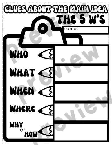 Main Idea Supporting Details Anchor Charts Graphic Organizers Key ...