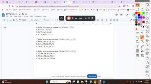 B1: VIDEO with Google Form Comparing and Ordering Numbers by VideoMathBlink
