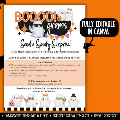 Halloween Boo Gram Whole Class Option Fundraiser, Lollipop Sucker ...