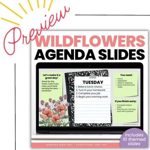 Daily Schedule Template Editable - Daily Slides Template - Wildflowers ...