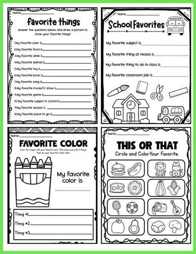 Favorite Things Questionnaire | Back to School Getting to Know You Form