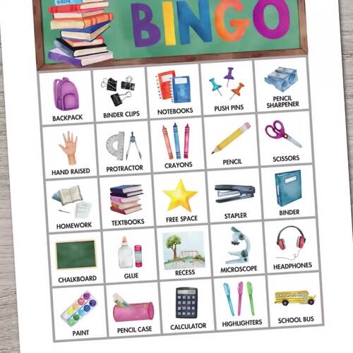 Printable Back to School! BINGO | Kids Icebreaker Class Game - 50 Cards