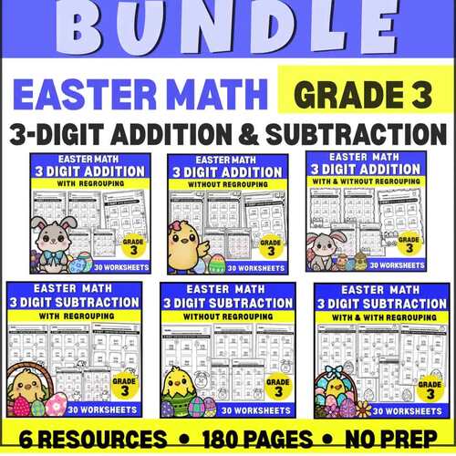 Easter Math Bundle | 3-Digit Addition & Subtraction With & Without ...