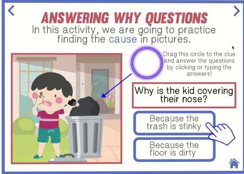 Why Questions Picture Scenes Speech Therapy BOOM Cards Digital Resource