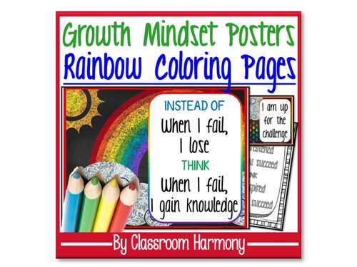 Rainbow Posters and Coloring Pages, SEL Growth Mindset by Classroom Harmony