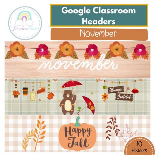Fall Google Classroom Headers November Banners Autumn Animated by ...