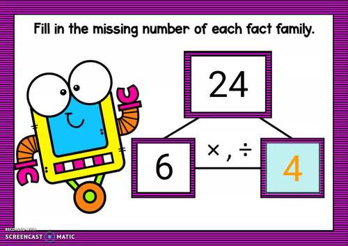 Number Bonds Fact Family Table of 6 Boom Cards™ Distance Learning