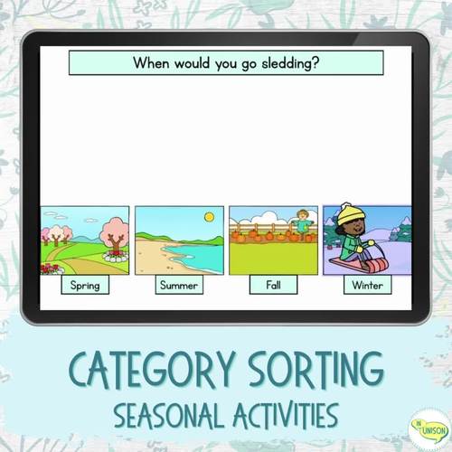 Seasonal Activities Category Sorting Boom Cards™ by In Unison Speech ...