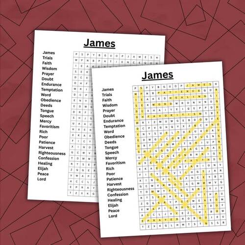 James Bible Activities | Word Search Crossword Word Jumble by ...