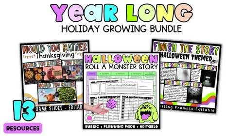 Holiday Games and Activities Growing Bundle for Secondary Grades