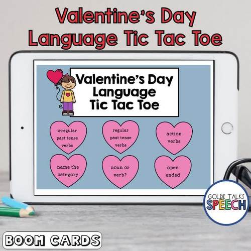 Valentine Language Tic Tac Toe Boom Cards | Speech Therapy | TPT