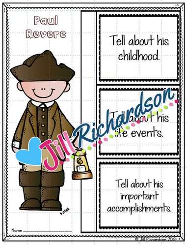 Biography Graphic Organizer Paul Revere Writing Template Project