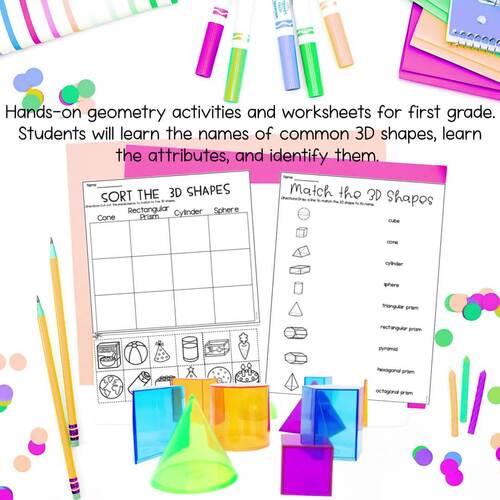 1st Grade 3D Shapes Activities Worksheets, Centers, Games & Shape ...