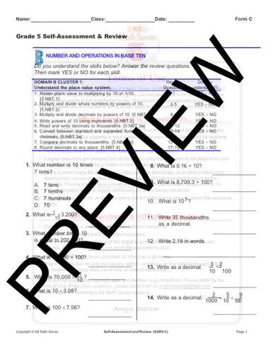 Grade 5 Math Self-Assessment BUNDLE, Forms A-D | Pretests, Posttests ...