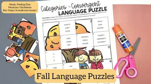 Fall Speech Therapy Language Puzzles and Activities by Speechie Studio