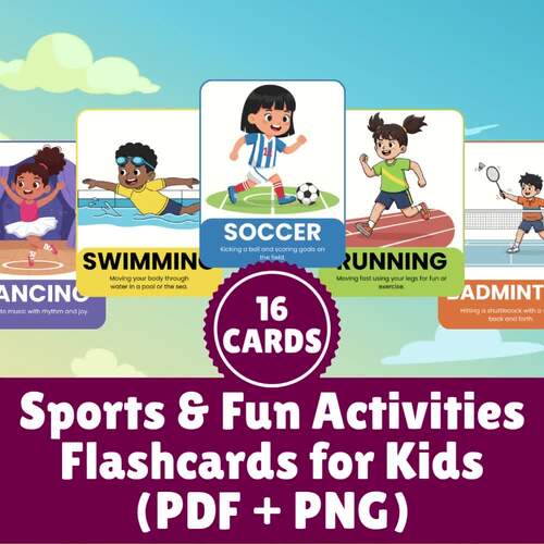 Sports and Activities Flashcards: Printable Learning Cards for Kids ...