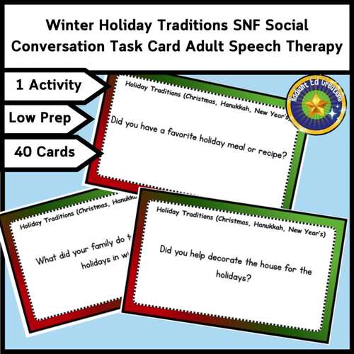 Winter Holiday Traditions SNF Social Conversation Task Card Adult ...
