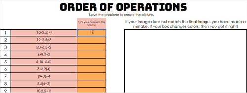 Order of Operations Valentines Pixel Art - Digital Self-Checking Activity
