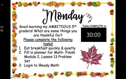 Daily Morning Work Powerpoint Slides (Fall Edition)- with music!