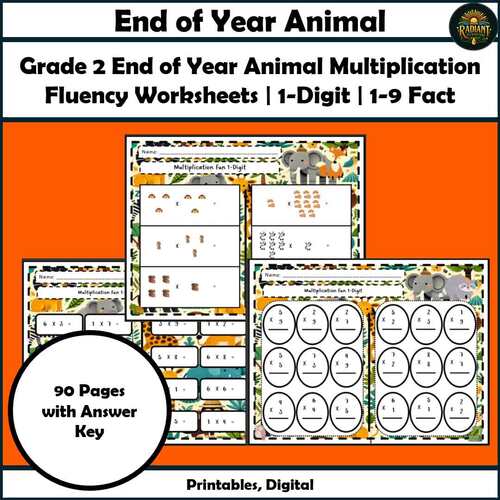 Grade 2 End of Year Animal Multiplication Math Fact Fluency Number ...