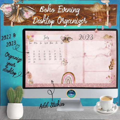 Boho Evening Desktop calendar Planner by Teach Elite | TPT