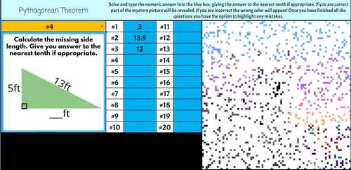 Pythagorean Theorem Pixel Art Activity by Pick Up and Go Resources
