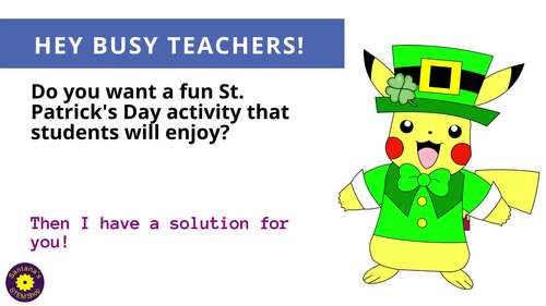 Pokemon St Patrick's Day Elementary Arts and Crafts Coloring Worksheets ...
