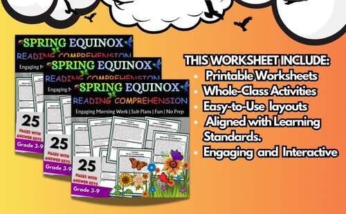 Spring Equinox Reading Comprehension Passage Activities 3rd,4th,5th,6th ...