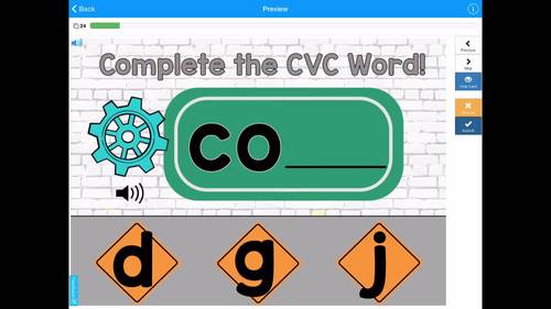 CVC Word Construction (ending sounds) Digital Task Cards with Boom Cards