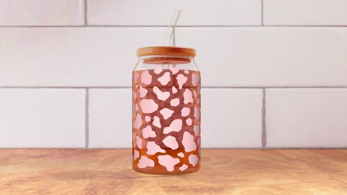 Cow Glass 16oz Glass Can Wrap SVG, Cowhide Can Glass Wrap. Cow Print ...
