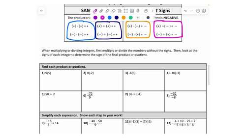 Multiplying & Dividing Integers Guided Notes, Practice Worksheet ...