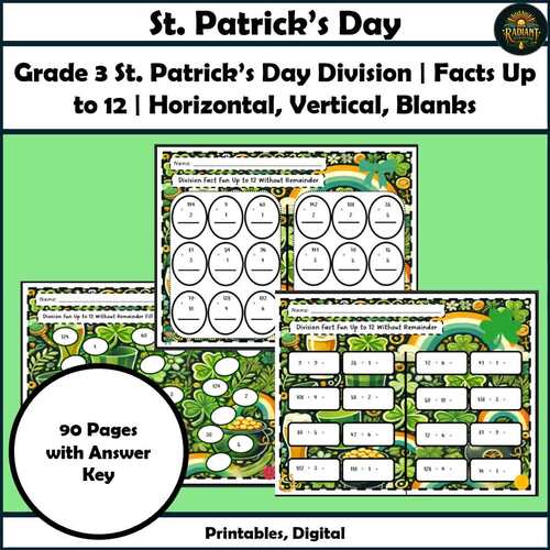 Grade 3 St Patrick’s Day Division | Facts Up to 12 | Horizontal ...