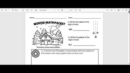 3rd Grade Winter Packet (3rd Grade Winter Math Packet Activities)
