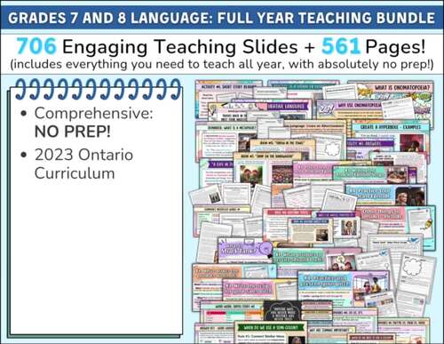 Ontario Grade 7 and Grade 8 Language: FULL YEAR TEACHING BUNDLE -- No prep!