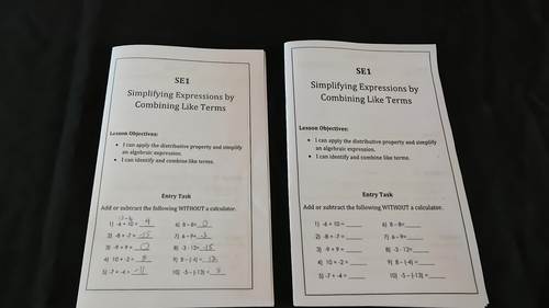Combining Like Terms - FOLDABLE NOTES - Algebra 1 | TPT