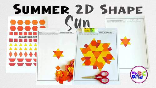 Summer Sun 2D Shape Math Activities by myABCdad Learning for Kids