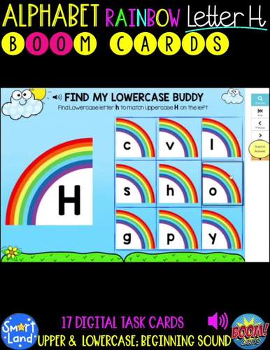 Alphabet practice_Letter H_Rainbow fun_Boom Cards™ by Smart Land Printables