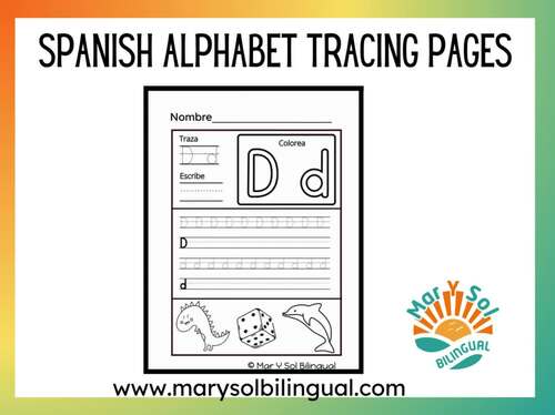 Spanish Alphabet printable tracing pages and Initial Sounds and vocabulary