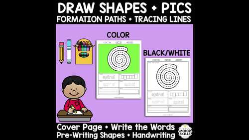 DRAW SHAPES + PICS - WRITE WORDS - Color + Trace + Box + Write | TPT
