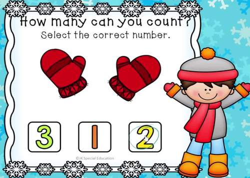 Winter preschool math Boom cards | Digital Counting to 5 activity
