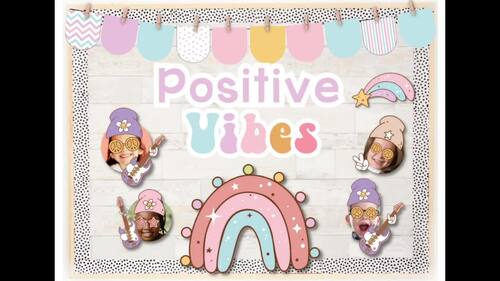 Retro Positive Vibes Bulletin Board & Classroom Decor, Photo Craft ...