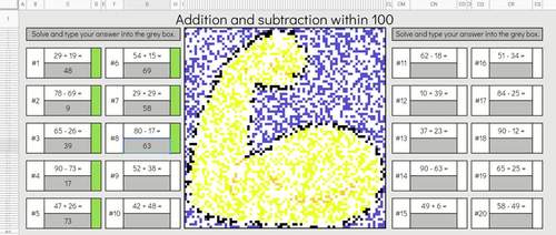 Digital Math Pixel Art | 4th Grade Fluency Addition and Subtraction ...
