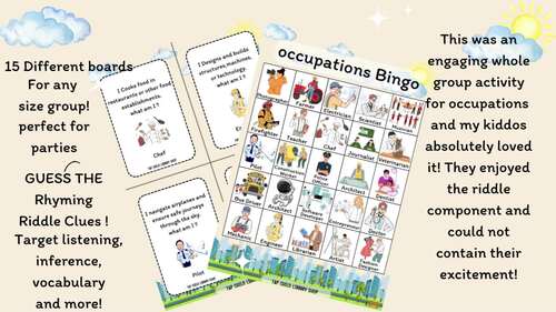 Occupations Bingo Game for Kids | Learning About Jobs l Occupations ...