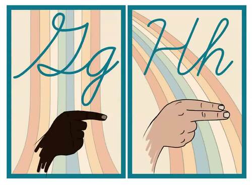 Groovy Boho Alphabet Posters/ Cursive and ASL Alphabet Posters | TPT